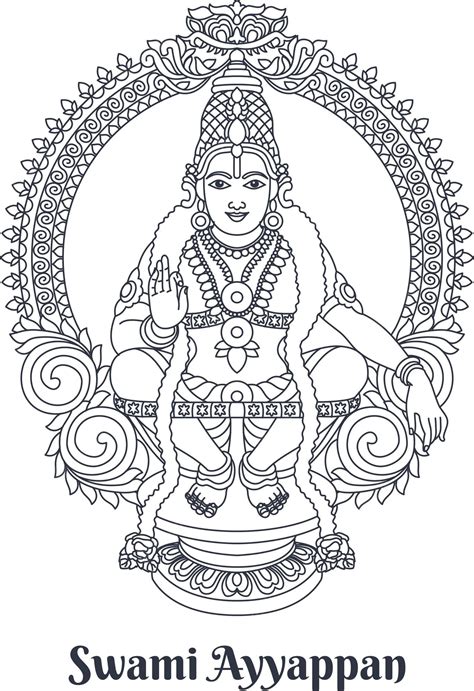 swami ayyappa 라인 아트 프리미엄 벡터