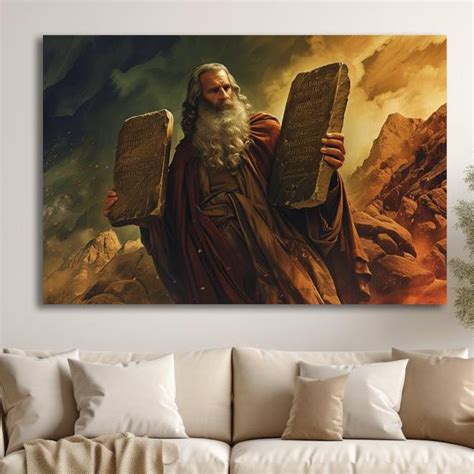Canvas Moses And The 10 Commandments Painting Portrait Wall Decor
