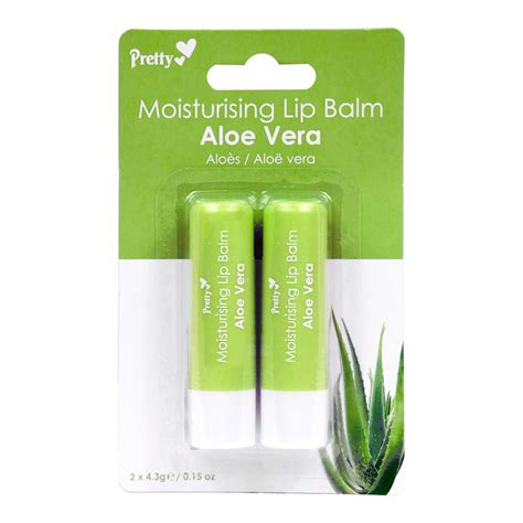 Wholesale Pretty Aloe Vera Moisturising Lip Balm 2 Pack Homeware Essentials
