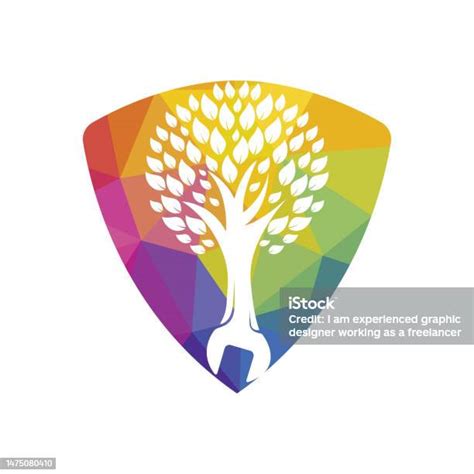 렌치 트리 벡터 로고 디자인 서식 파일입니다 정비공 로고 디자인 개념 벡터 건강한 생활방식에 대한 스톡 벡터 아트 및 기타