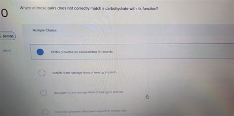Solved 0 Which Of These Pairs Does Not Correctly Match A Carbohydrate