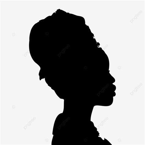 Black African American Woman Facing Sideways Silhouette Vector Silhouette Woman Silhouette