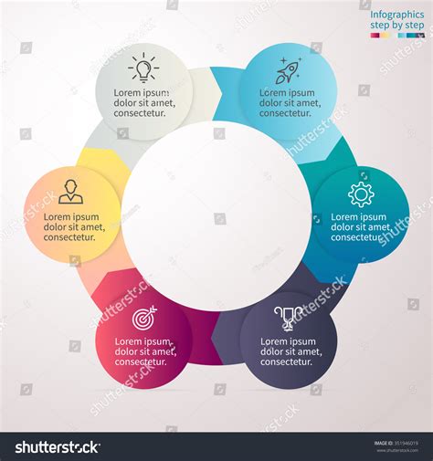 Circular Infographics Colored Sections Chart Diagram Stock Vector Royalty Free 351946019