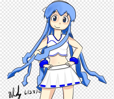 Squid Girl Manga Anime Fan Art Manga Azul Blanco Mano Png Pngwing