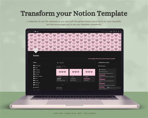 Notion Customization Cute Aesthetic Bundle That Girl Planner Pink Covers And Dividers