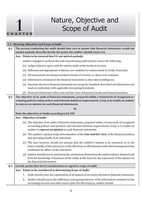 Nature Objective And Scope Of Audit Taxmann ® 1 Meaning Objectives And Scope Of Audit Q The