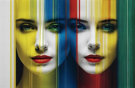 Premium AI Image Four Verticaly Sections Closeup Portrait Of Single Face Divided By Invisible