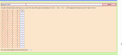 Solved Exercise LOCK Consider A Boolean Function Chegg Com