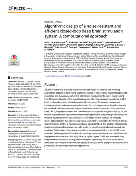 PDF Algorithmic Design Of A Noise Resistant And Efficient Closed Loop Deep Brain Stimulation