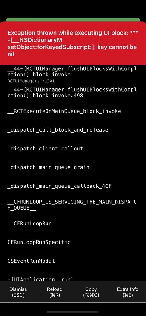 App Crash When Rerender Exception Thrown While Executing Ui Block Nsdictionarym