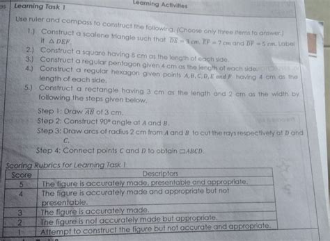 solved learning activities es learning task 1 use ruler and compass to
