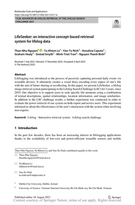 Pdf Lifeseeker An Interactive Concept Based Retrieval System For