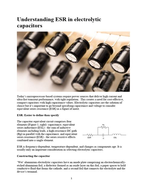 Understanding Esr In Electrolytic Capacitors Pdf