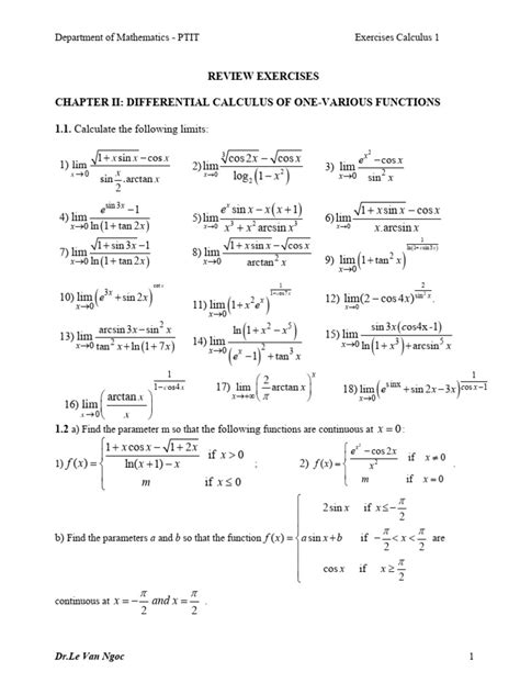 Exercises Calculus I Pdf Integral Power Series