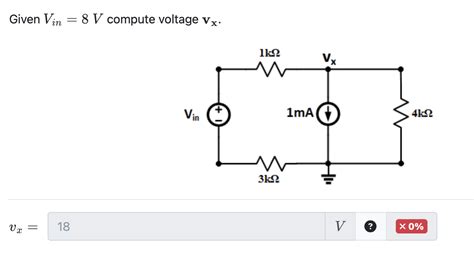 Solved Given Vin8 V Compute Voltage Vx V