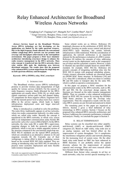 Pdf Relay Enhanced Architecture For Broadband Wireless Access Networks