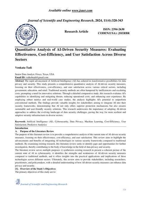 Pdf Quantitative Analysis Of Ai Driven Security Measures Evaluating