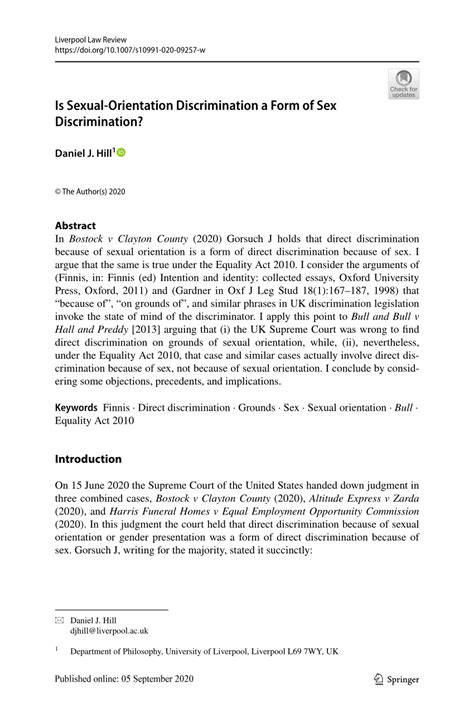 Pdf Is Sexual Orientation Discrimination A Form Of Sex Discrimination