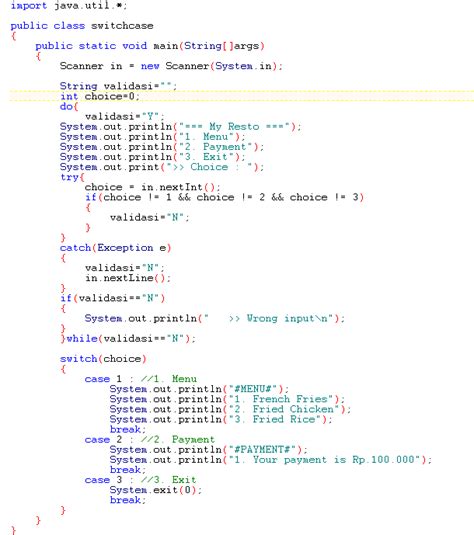 Program Menu Java Restoran Antony Budianto Blog