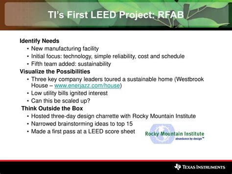 Ppt Sustainability At Texas Instruments Powerpoint Presentation Free