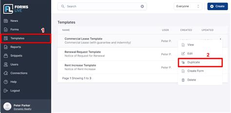 Duplicating A Template Forms Live