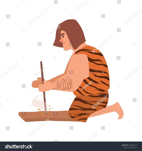 Primitive Archaic Man Caveman Dressed Skin Stock Illustration Shutterstock