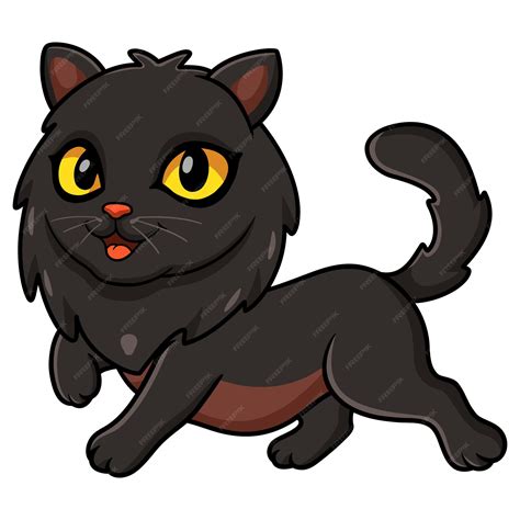 Premium Vector Cute Black Persian Cat Cartoon Walking