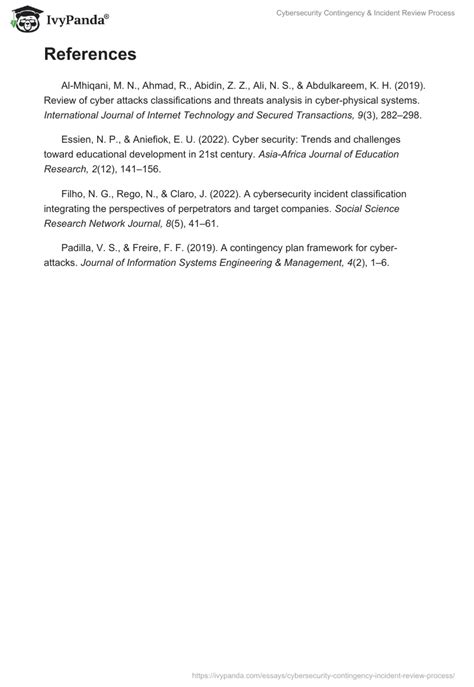 Cybersecurity Contingency And Incident Review Process 1416 Words