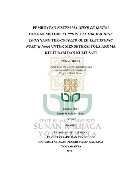 Pdf Pembuatan Sistem Machine Learning Dengan Metode Support Vector Machine Svm Yang Ter