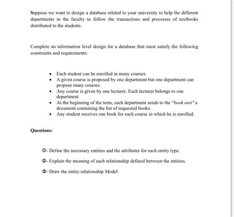 solved suppose we want to design a database related to your