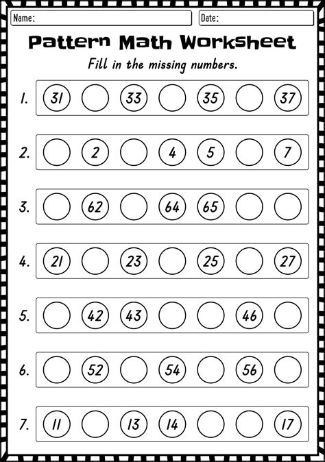 First Grade Patterns Worksheets Printables Printables