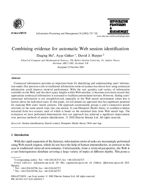 pdf automatic web session identification using context