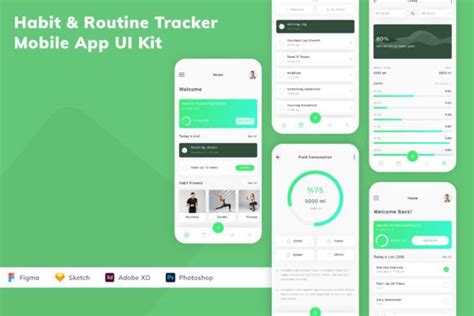 habit and routine tracker mobile app ui ki graphic by betush · creative