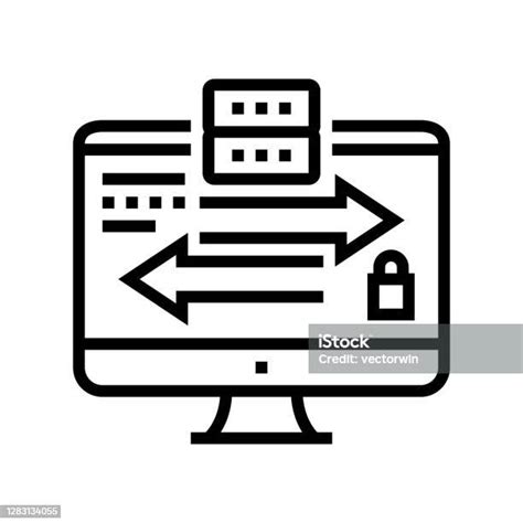 서버 라인 아이콘 벡터 일러스트레이션 간의 데이터 교환 네트워크 서버에 대한 스톡 벡터 아트 및 기타 이미지 네트워크 서버 데이터 맹꽁이자물쇠 Istock