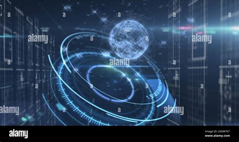Image Of Moving Clock Over Globe And Data Processing Global