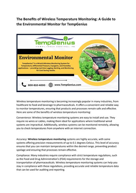 The Benefits Of Wireless Temperature Monitoring A Guide To The Environmental Monitor For
