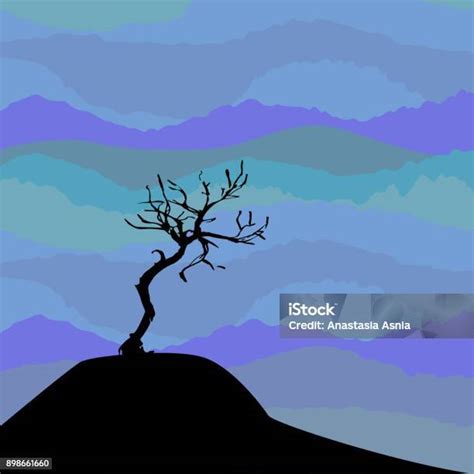 손 잎 안개 자욱한 안개 배경 분리 없이 그려진된 검은 나무 벡터 일러스트 레이 션에 작은 식물의 지점입니다 간단한 밑그림입니다 0명에 대한 스톡 벡터 아트 및 기타 이미지