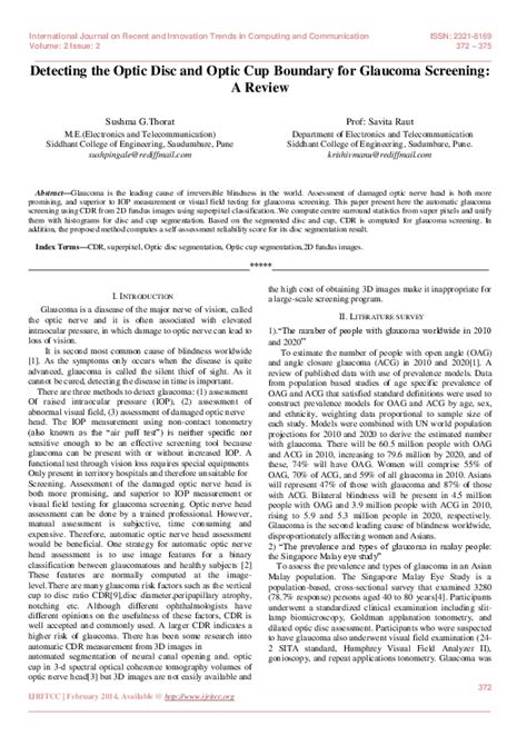 Pdf Detecting The Optic Disc And Optic Cup Boundary For Glaucoma Screening A Review