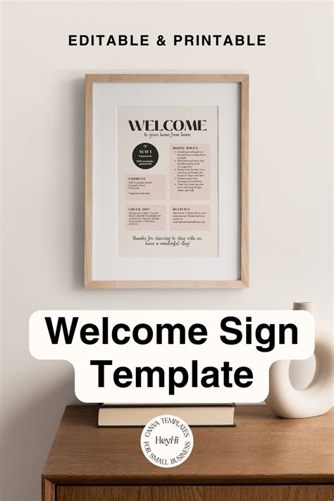 Printable Welcome Sign A4 Us Letter Size For Short Term Vacation Rental