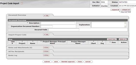 Import Project Code Tab