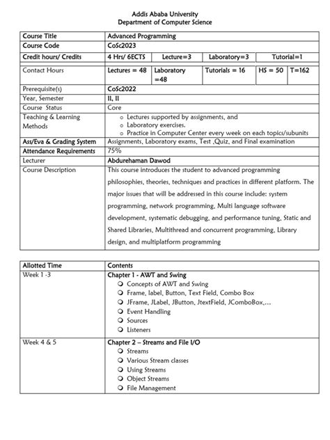 Course Outline Pdf Java Programming Language Computer Programming