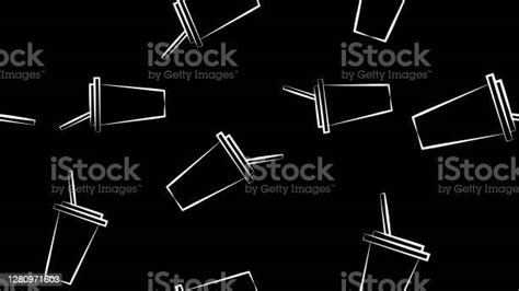 밀크 쉐이크 아이콘은 검은 색 배경에 원활한 패턴을 격리 뚜껑과 짚이 있는 플라스틱 컵 벡터 건강관리와 의술에 대한 스톡 벡터 아트 및 기타 이미지 Istock