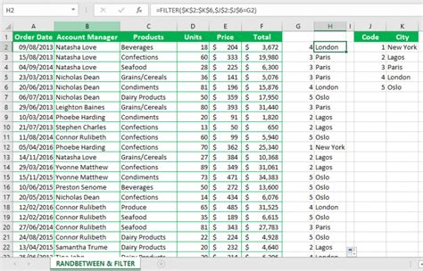 Generate Random List Using Randbetween And Filter Functions In Excel