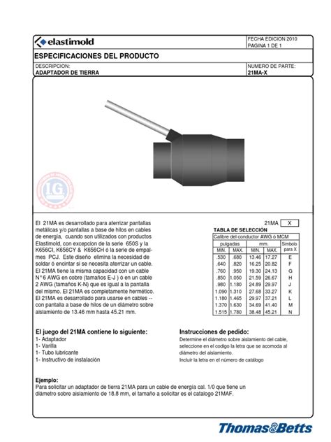 Adaptador De Tierra 21ma Instalación Y Especificaciones Pdf