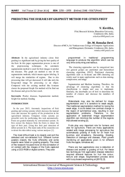 Pdf Predicting The Diseases By Graph Cut Method For Citrus Fruit
