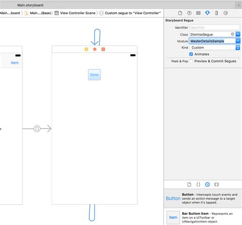 Ios Dismiss Action To Custom Segue Stack Overflow