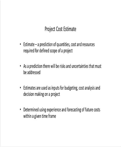 Project Cost Estimation Templates 9 Free Word Excel PDF Formats