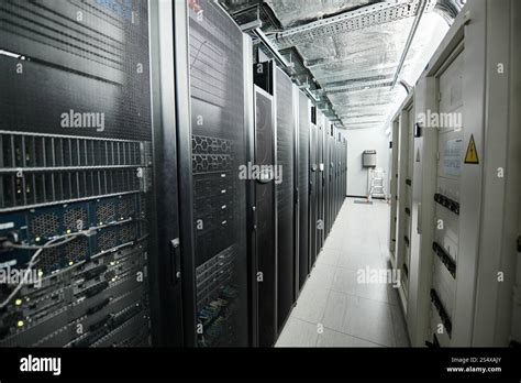 A Sleek Server Room Filled With Advanced Hardware Supporting Cloud Computing Solutions Stock