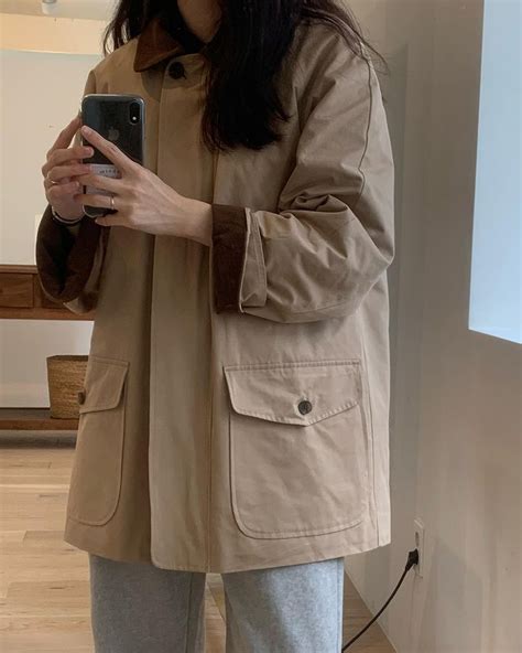 토트 배색 바바리코트 루즈핏 트렌치코트 누빔코트 베이지