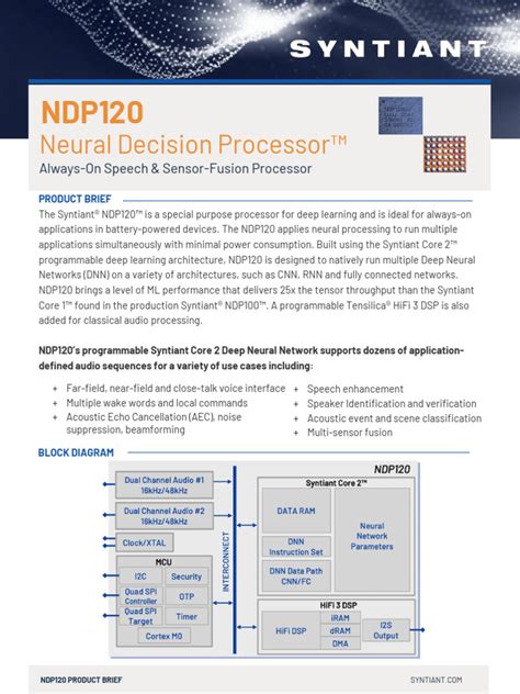 Syntiant Ndp120 Product Brief Pdf
